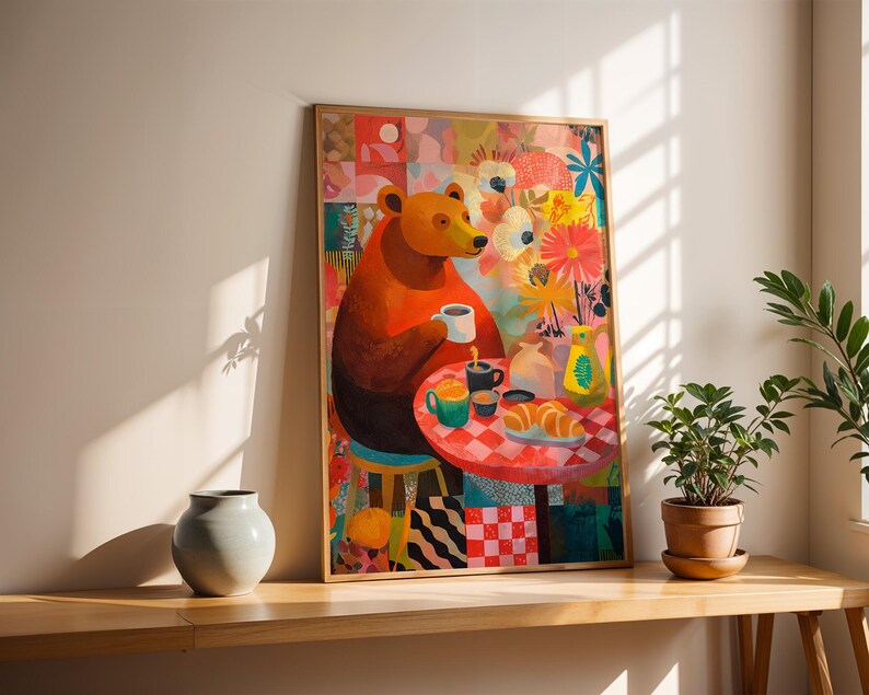 Abstract Bear Decor | Dopamine Wall Art for Modern Interiors - Etsy