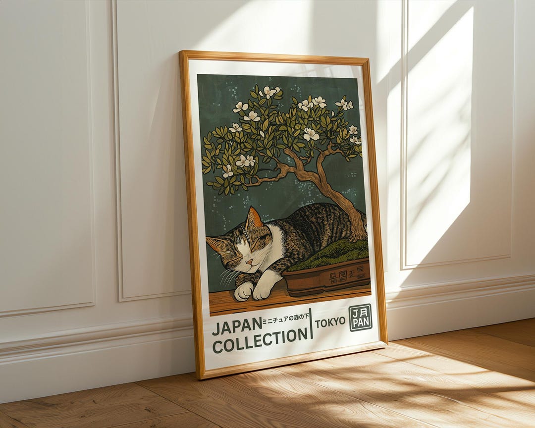 Bonsai Cat Japanese Poster | Decorative Wall Art Print for Modern ...