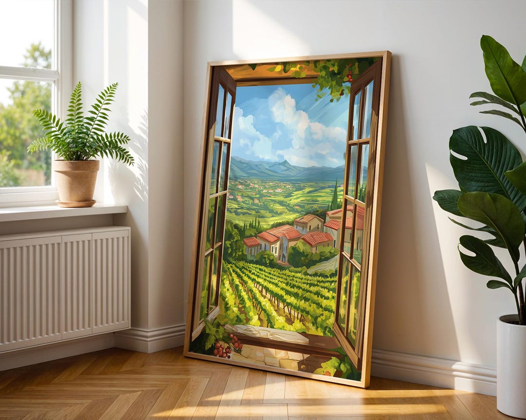 Tuscany Vineyard Wall Art - Open Window View Print - Italian ...