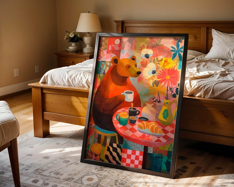Abstract Bear Decor | Dopamine Wall Art for Modern Interiors - Etsy