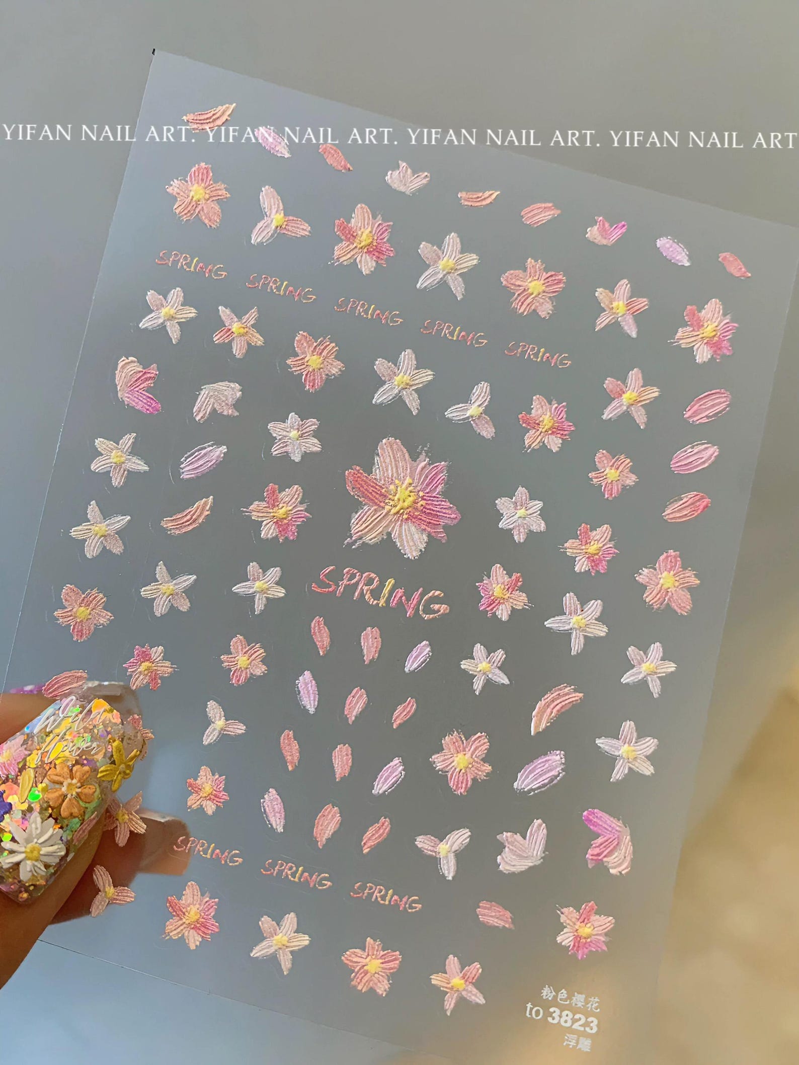 Monet 3d Textured Flower Nail Stickers | Floral Diy Nail Art Decal ...