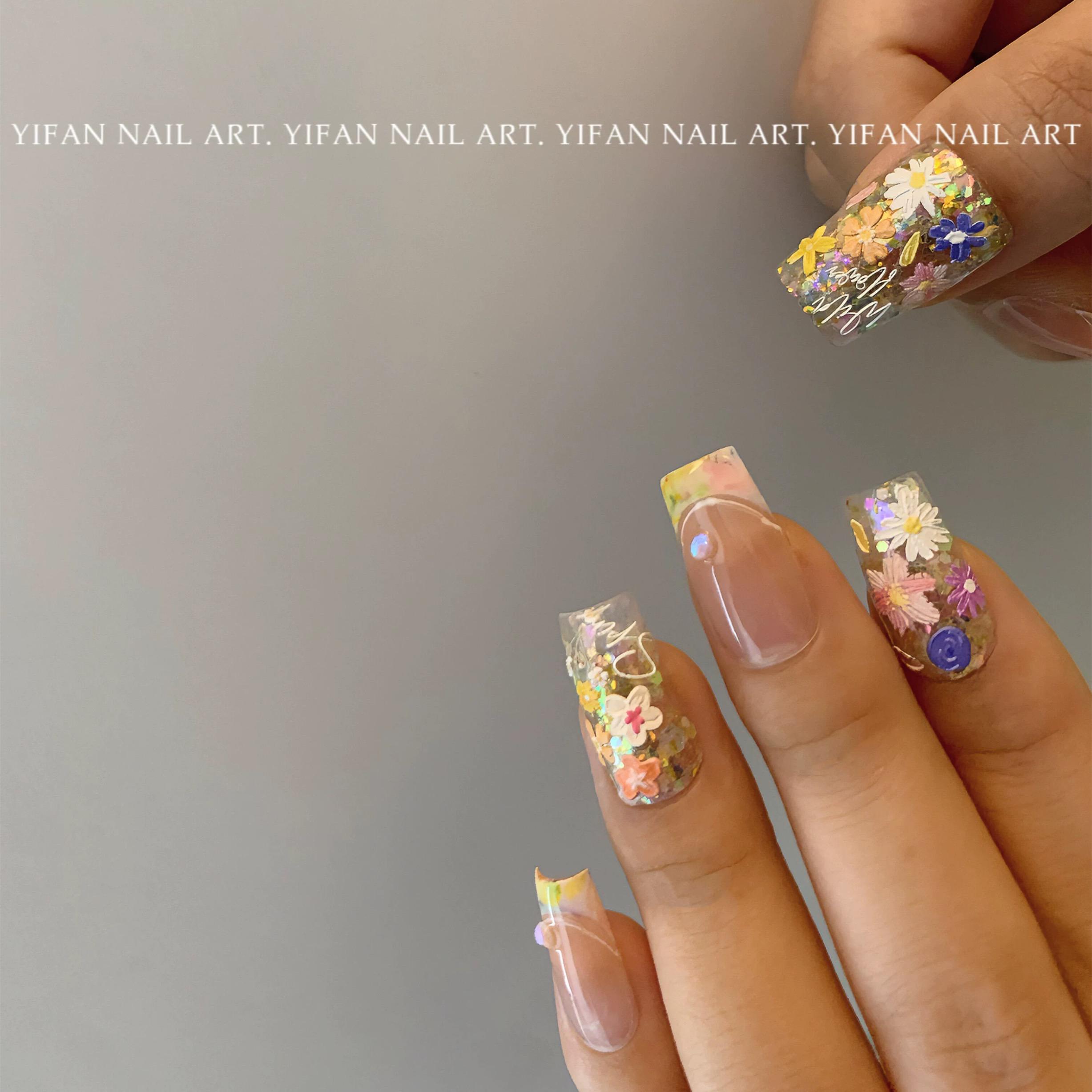 Monet 3d Textured Flower Nail Stickers | Floral Diy Nail Art Decal ...