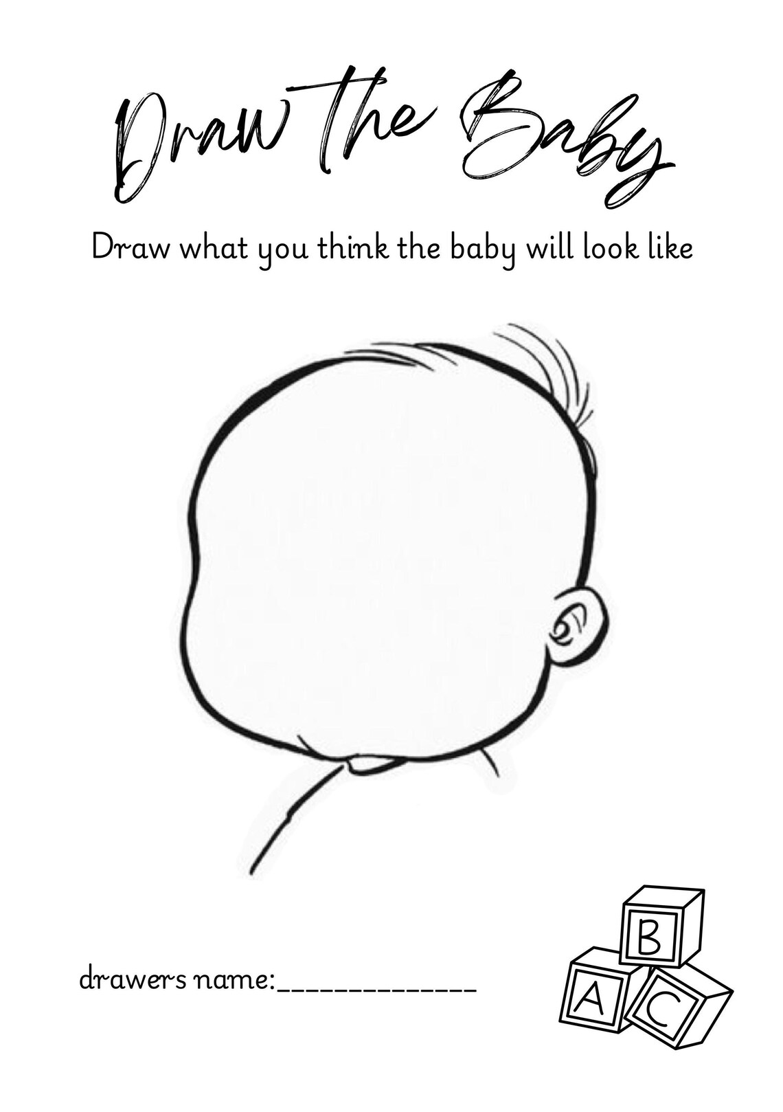 Baby Shower Game - Draw the Baby - Etsy