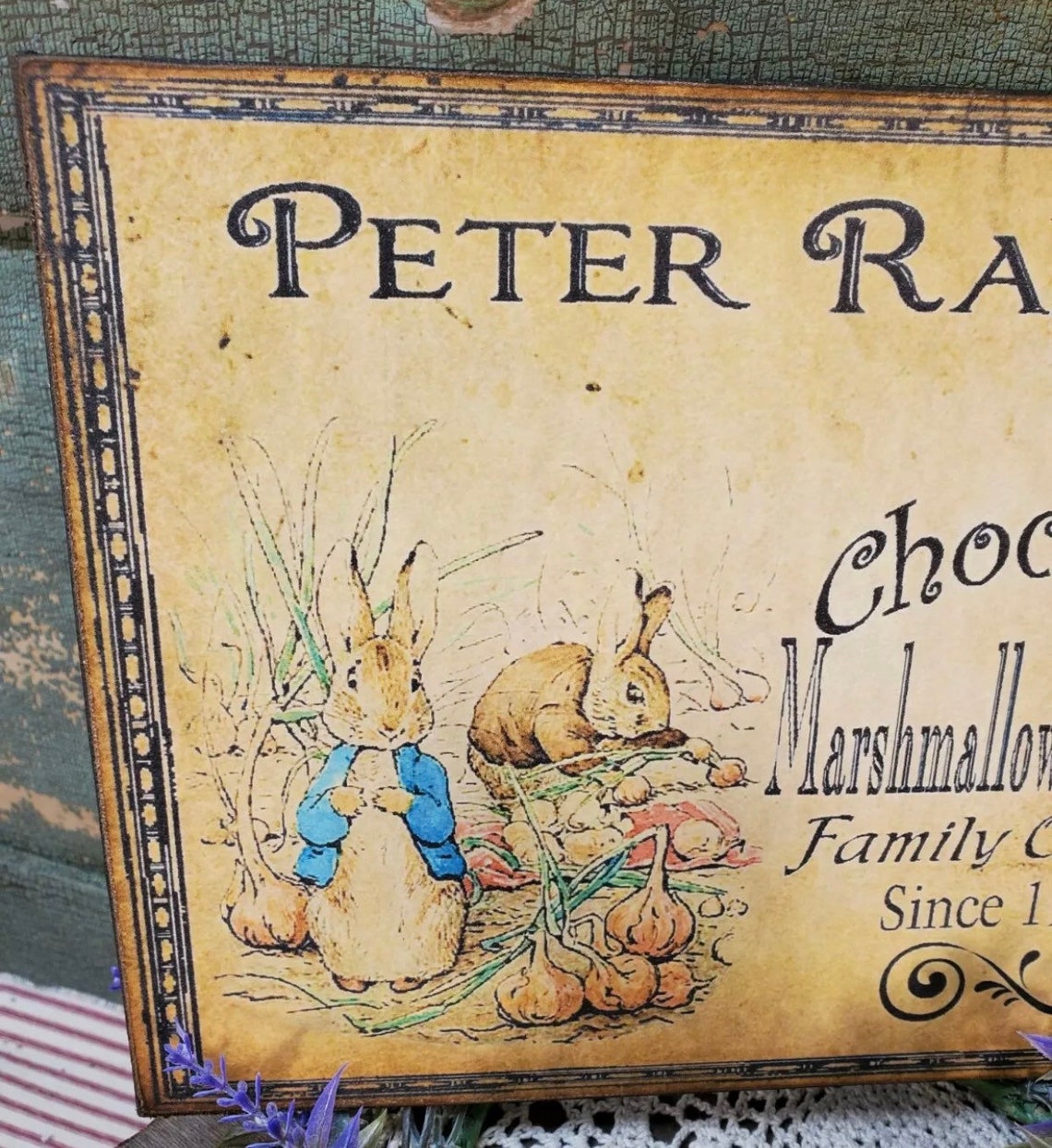 Peter Rabbit Signprimitive Easter Wall Artvintage Easter - Etsy