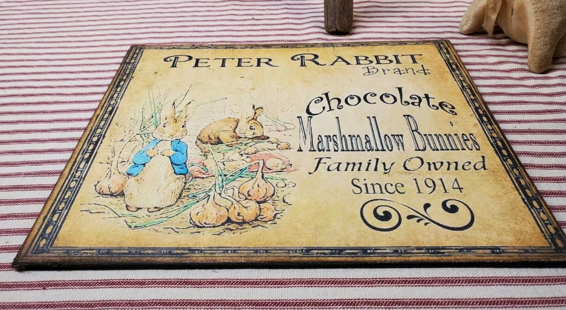 Peter Rabbit Signprimitive Easter Wall Artvintage Easter - Etsy