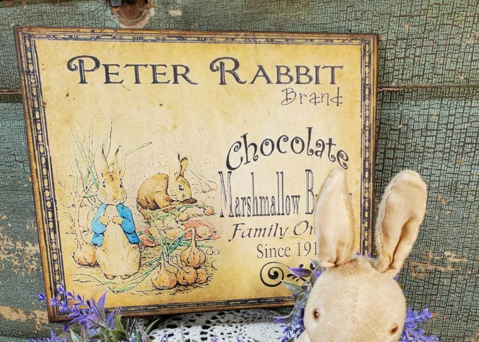 Peter Rabbit Signprimitive Easter Wall Artvintage Easter - Etsy