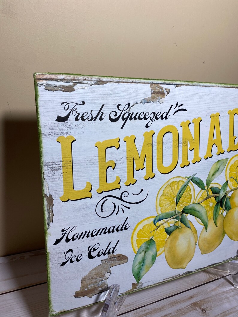 Fresh Squeezed Lemonade Sign Lemon Wall Decor Lemon Kitchen Etsy