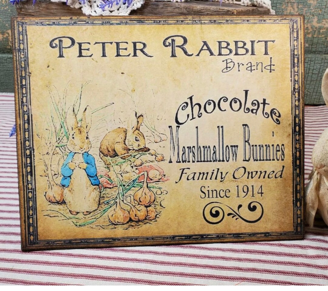 Peter Rabbit Signprimitive Easter Wall Artvintage Easter - Etsy