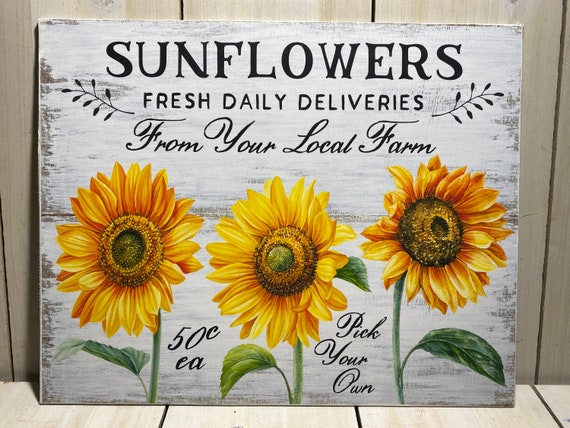 Sunflower Farm Sign Sunflower Wall Decor Country Farmhouse - Etsy