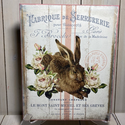 Shabby Chic French Country Rabbit Looking Left HANDCRAFTED - Etsy