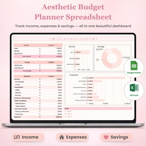 Monthly Budget Planner Spreadsheet for Google Sheets and Excel | Simple ...