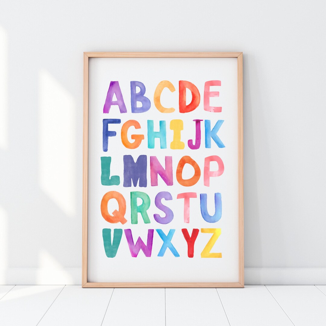 Rainbow Alphabet Poster, Watercolor, Educational PRINTABLE Wall Art ...