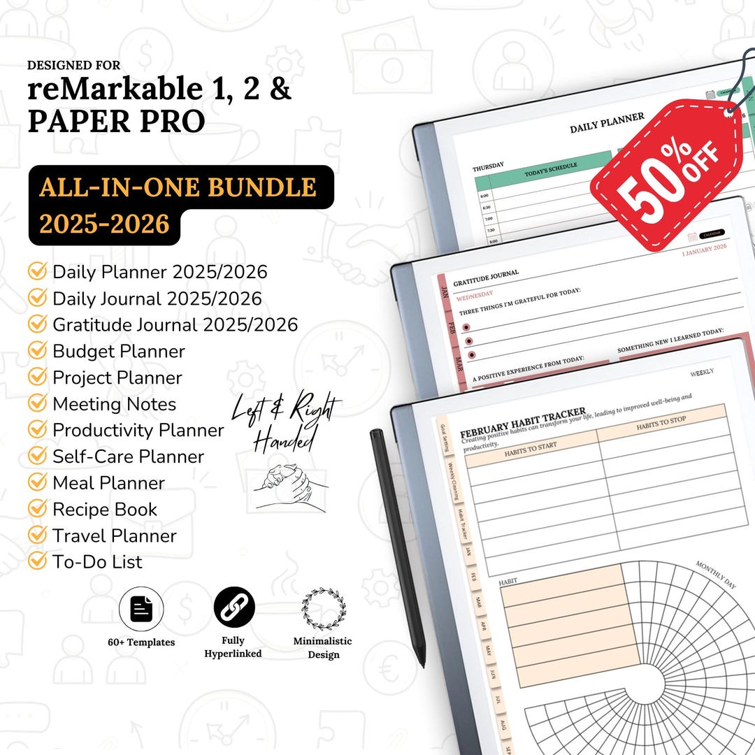 60+ Remarkable 2 and Paperpro Templates, Traveler Notebook, 2025 2026 ...