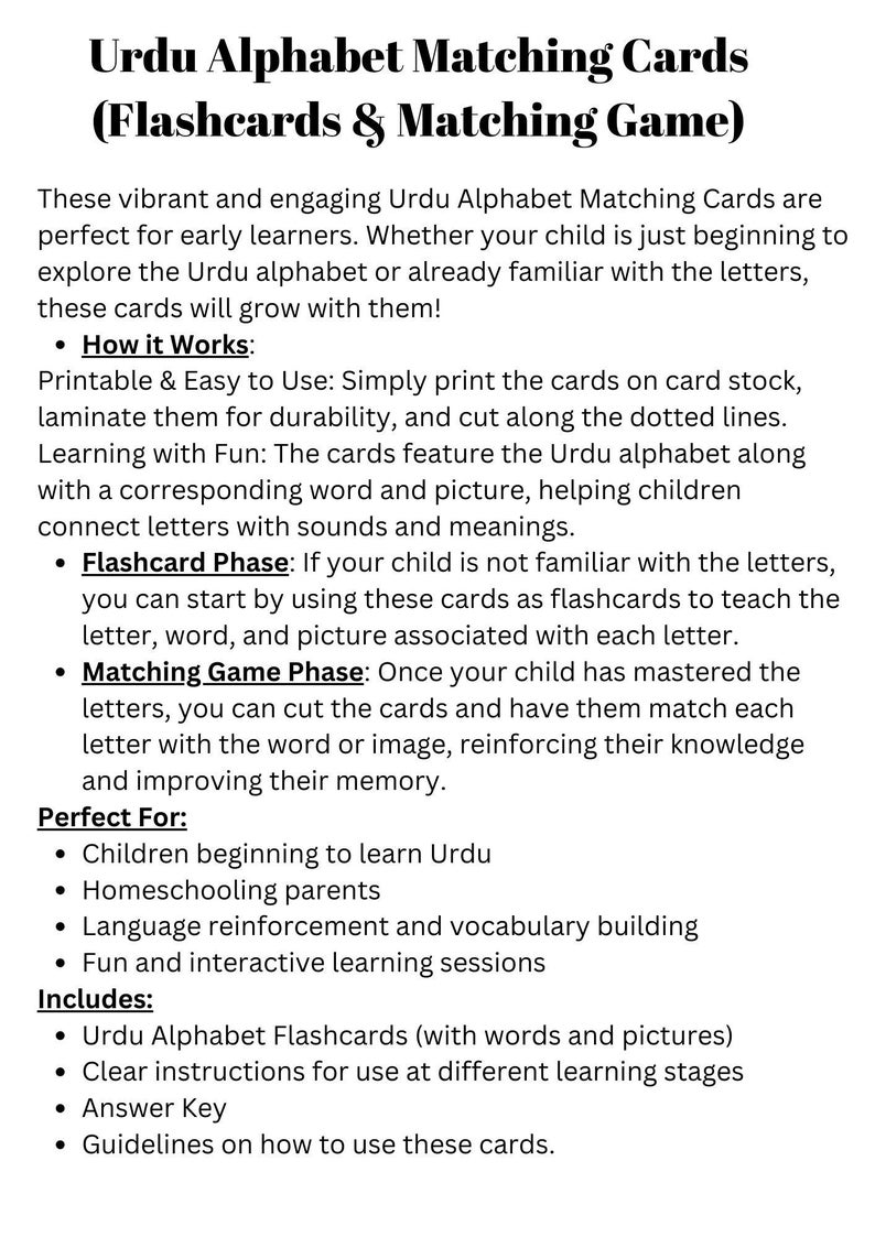 Urdu Alphabet Flashcards - Etsy
