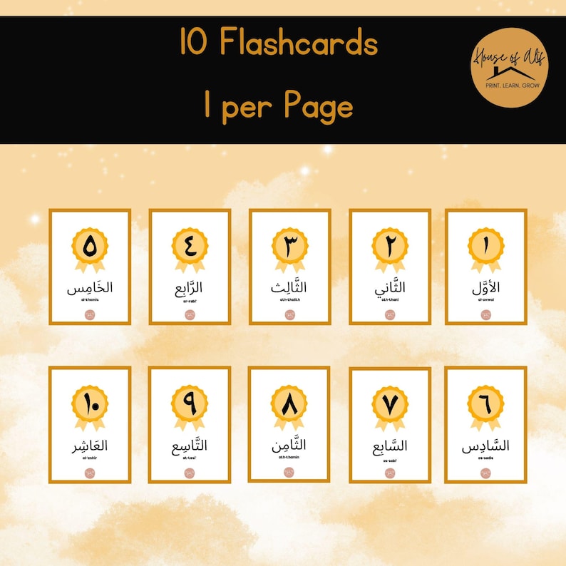 Arabic Ordinal Numbers Classroom Flashcards - Etsy