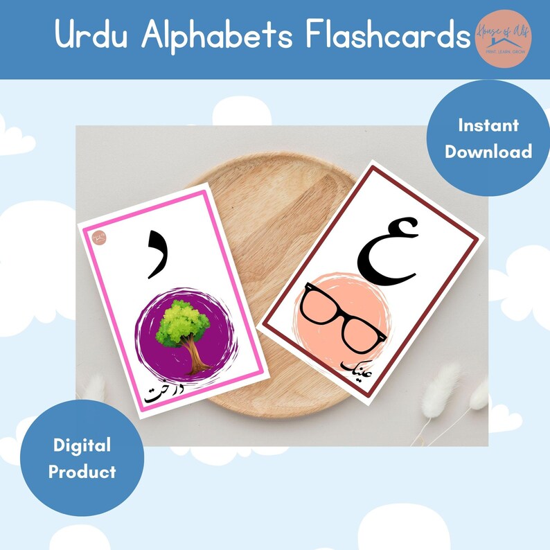 Urdu Alphabet Flashcards - Etsy