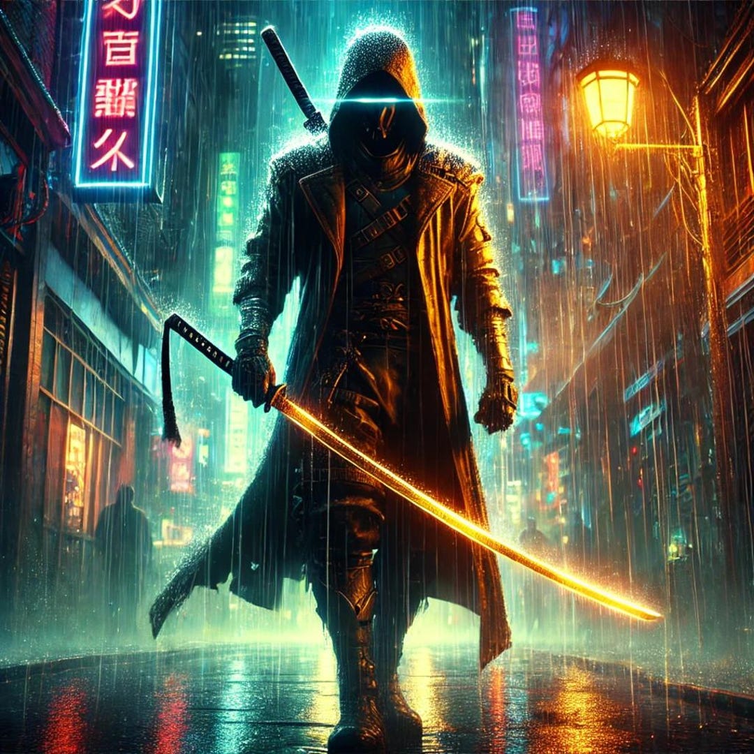 Cyberpunk Ronin – the Lone Samurai of Neon Streets - Etsy