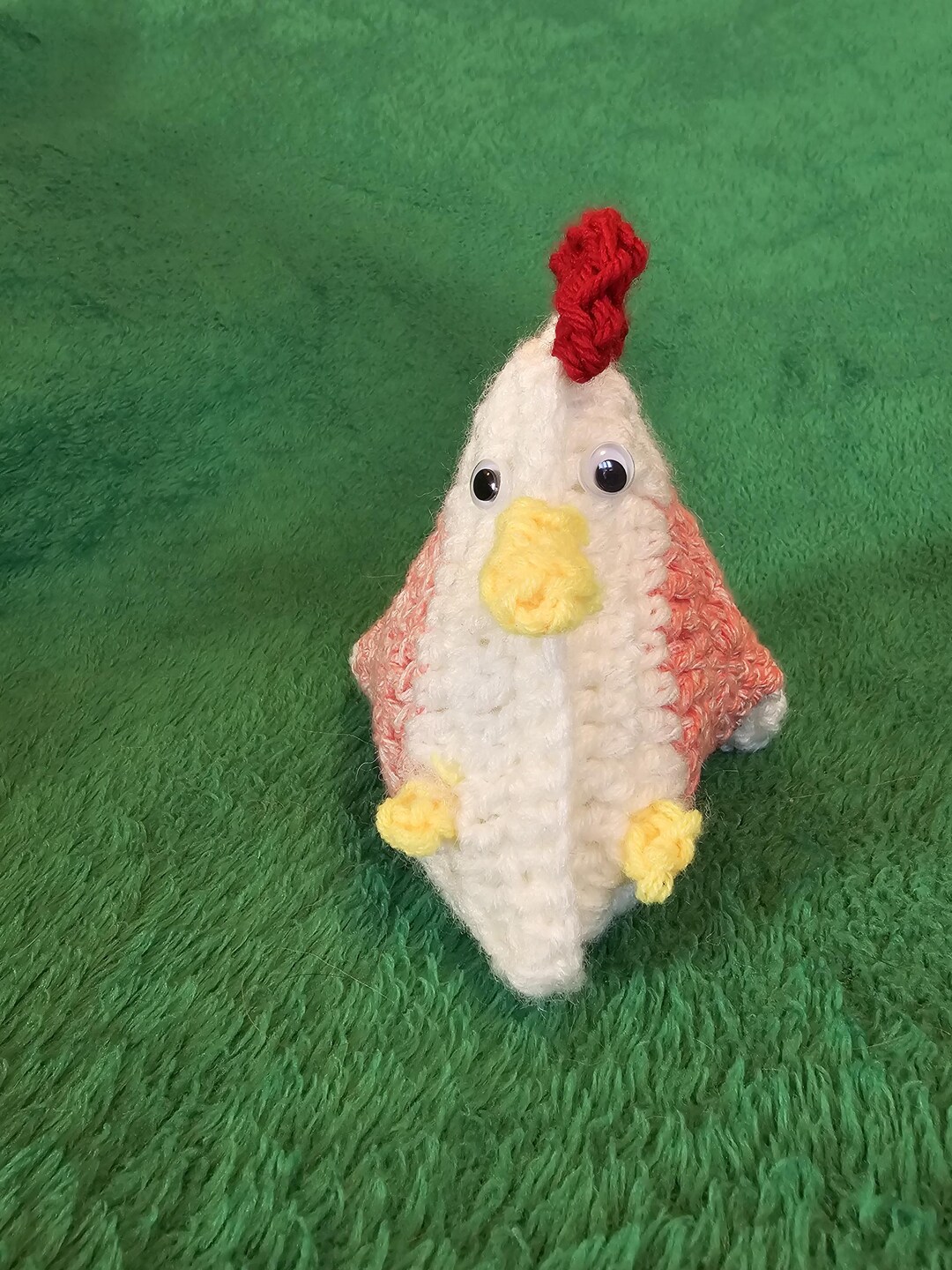 6" Crocheted Chicken With Googly Eyes- Derpyken - Etsy
