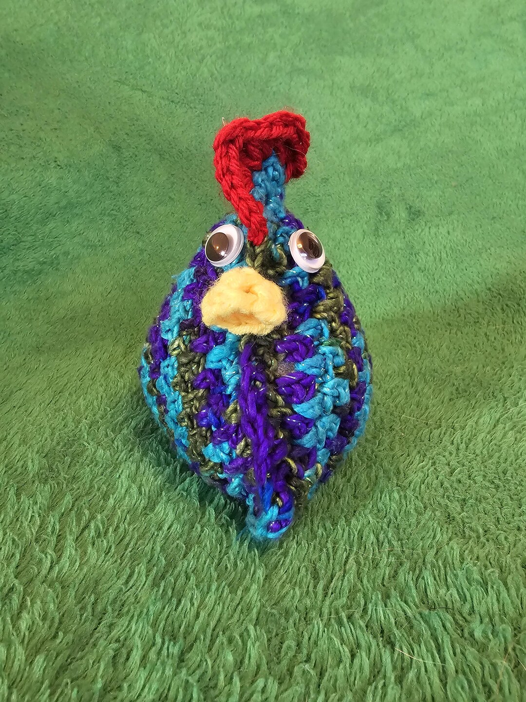 6" Crocheted Chicken With Googly Eyes- Derpyken - Etsy