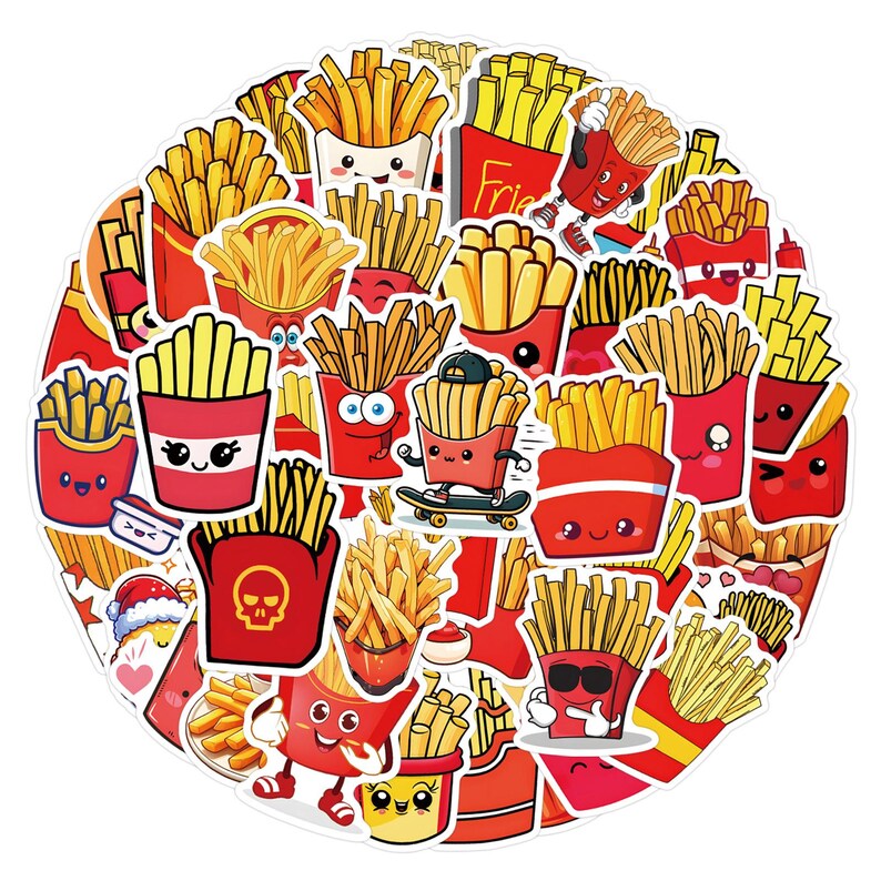 French Fries Stickers, Viny Stickers,10-50pcs Random Pack, FREE ...
