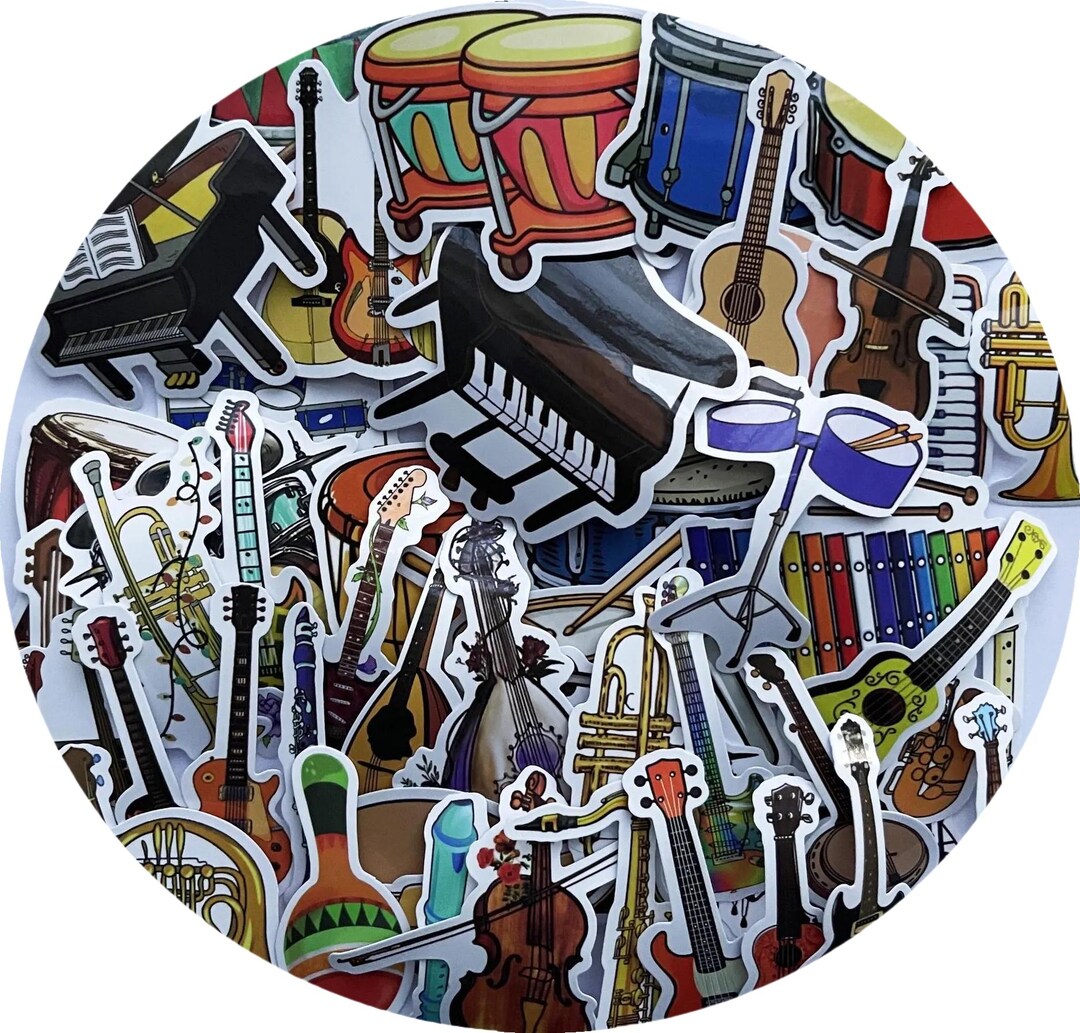 Musical Instruments Stickers, Viny Stickers,10-50pcs Random Pack, FREE ...