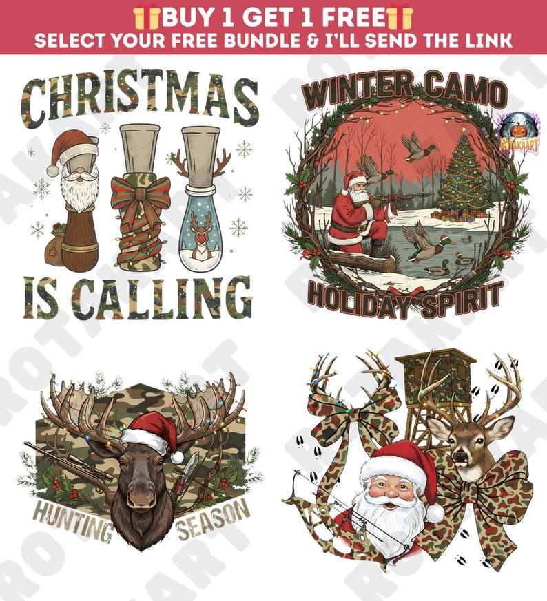 Camo Christmas Png Bundle, 20 PNG Camo Deer Head, Better Not Pout Png ...
