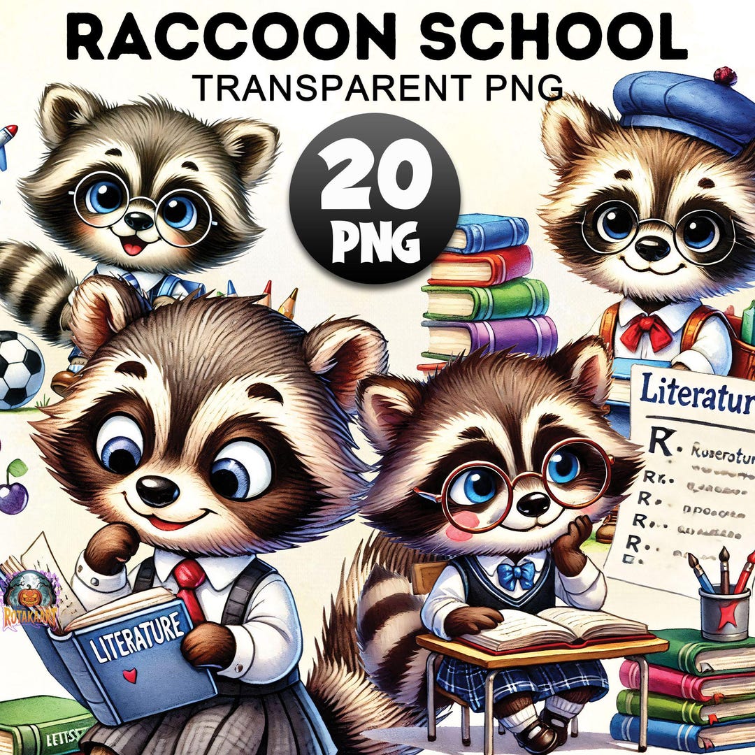 Raccoon School Png Bundle, 20 PNG Teacher Crew, Funny School Png ...