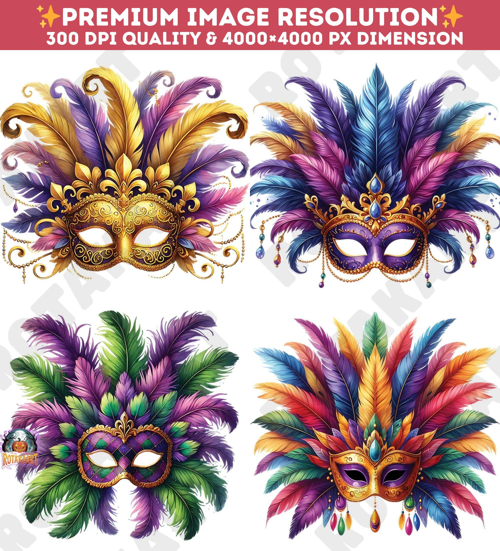 Masquerade Mask Clipart Bundle, 20 PNG Fat Tuesday, Carnival Mask ...