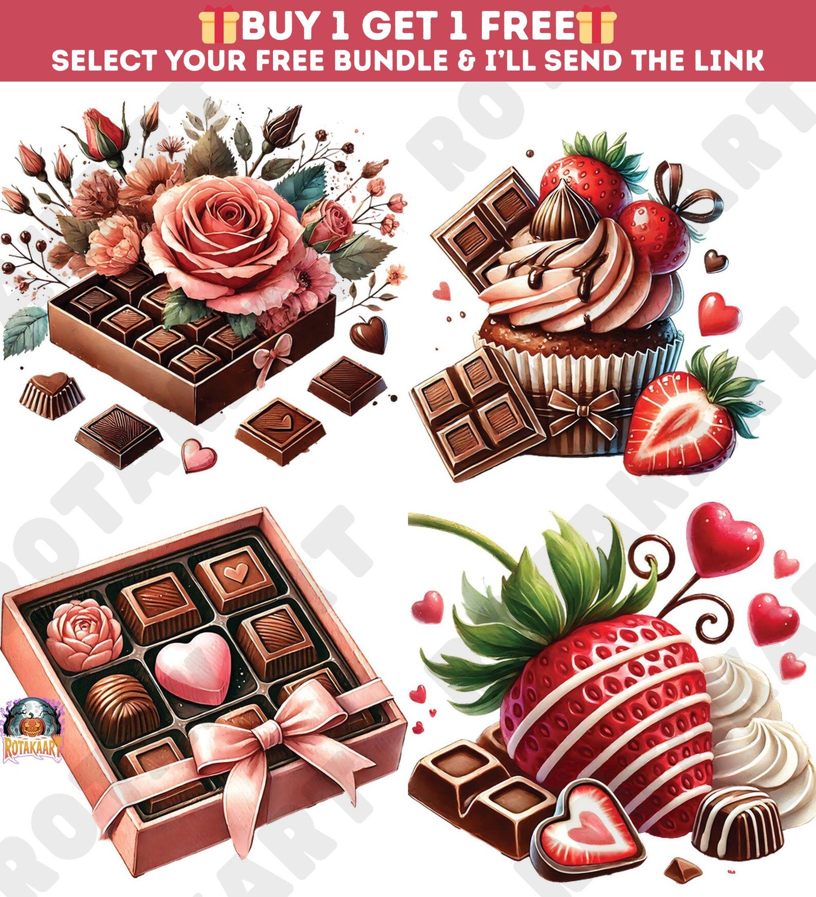Love Candy Clipart Bundle, 20 PNG Valentines, Sweets Chocolate Clipart ...