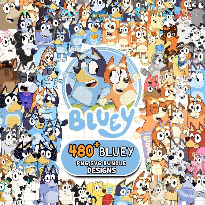 Bluey Premium Png-svg Mega Bundle Design Font | Bluey Birthday Png ...
