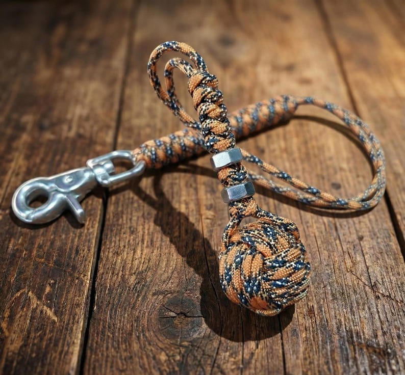 Paracord Monkey Fist Keychain With Steel Core | Tactical EDC Survival ...