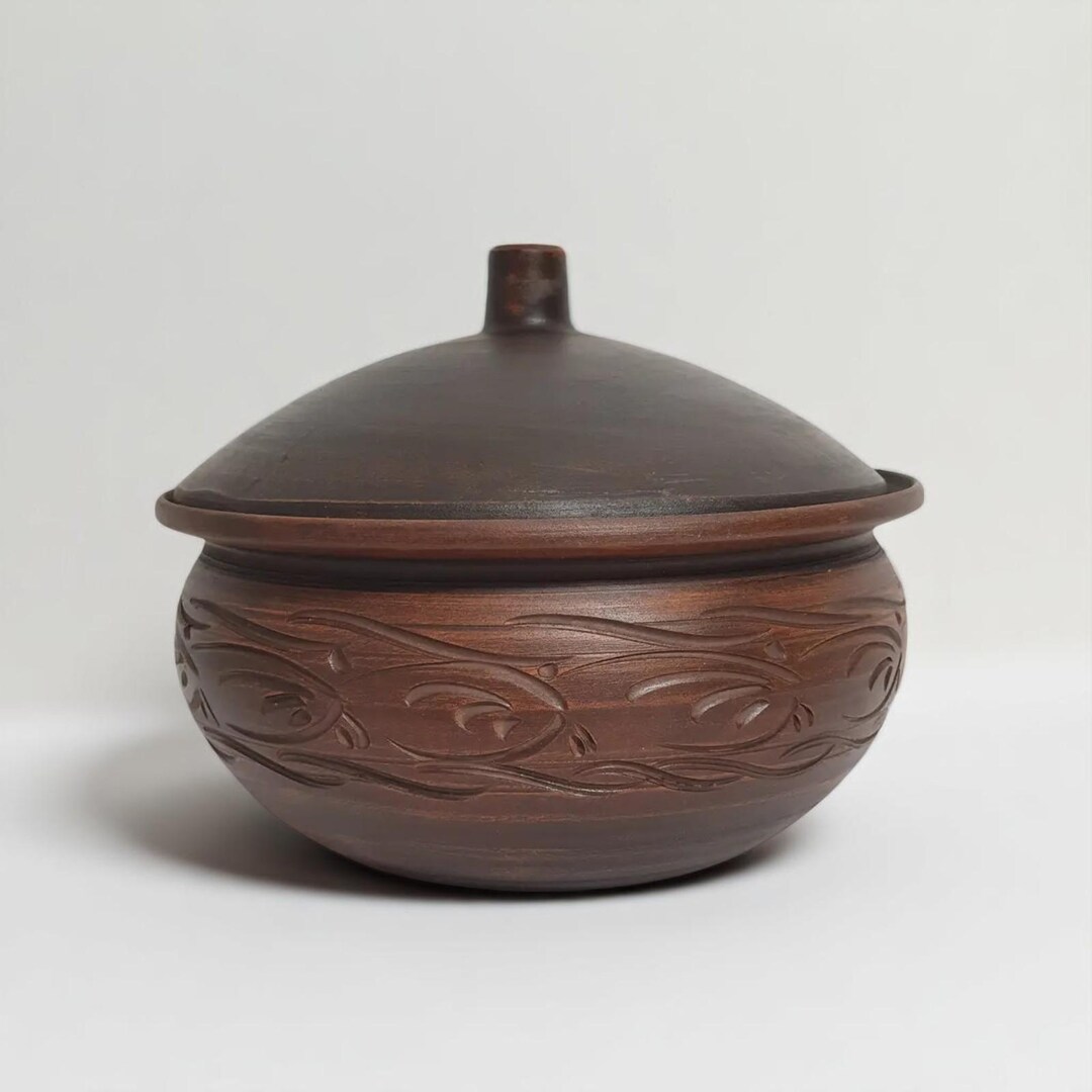 Clay Dutch Oven – 5L Terracotta Pot With Lid – Ceramic Cooking Dish ...