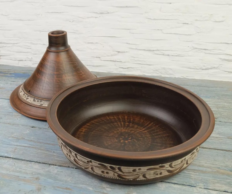 Ceramic Tagine Pot 2.5L – Handmade Clay Moroccan Cooker, Oven-safe ...