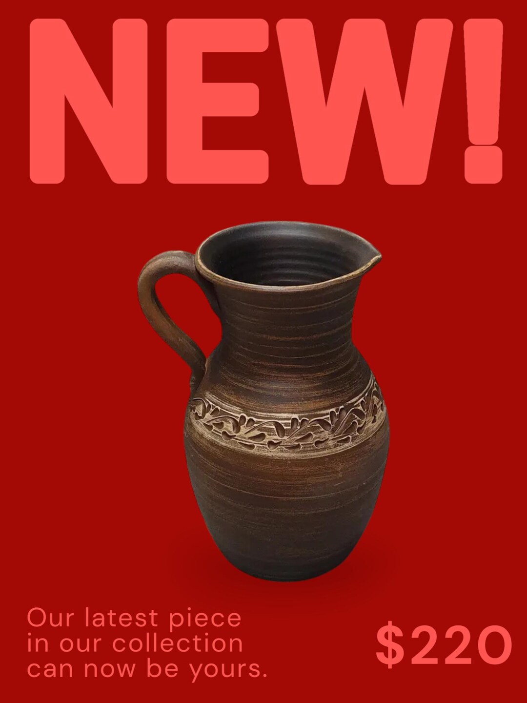 Handmade Clay Jug Rustic Pottery Jug Traditional Clay Jug Eco-friendly ...