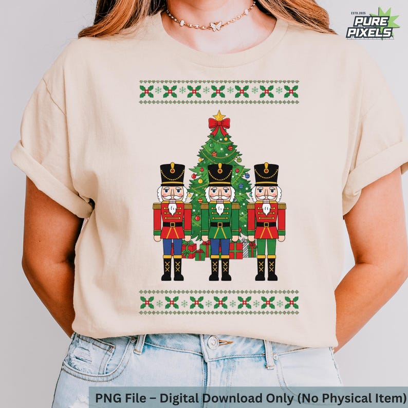 Nutcracker Christmas PNG, Ugly Sweater Design, Fair Isle (digital ...