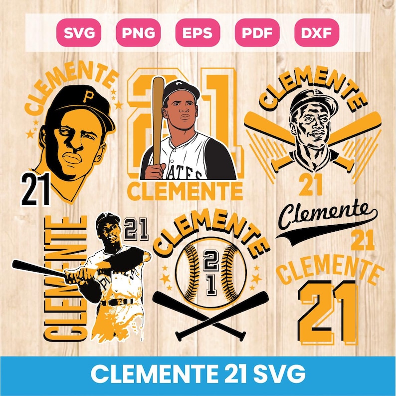 Clemente 21 Svg Bundle, Puerto Rico Svg, Puerto Rico Baseball Svg ...