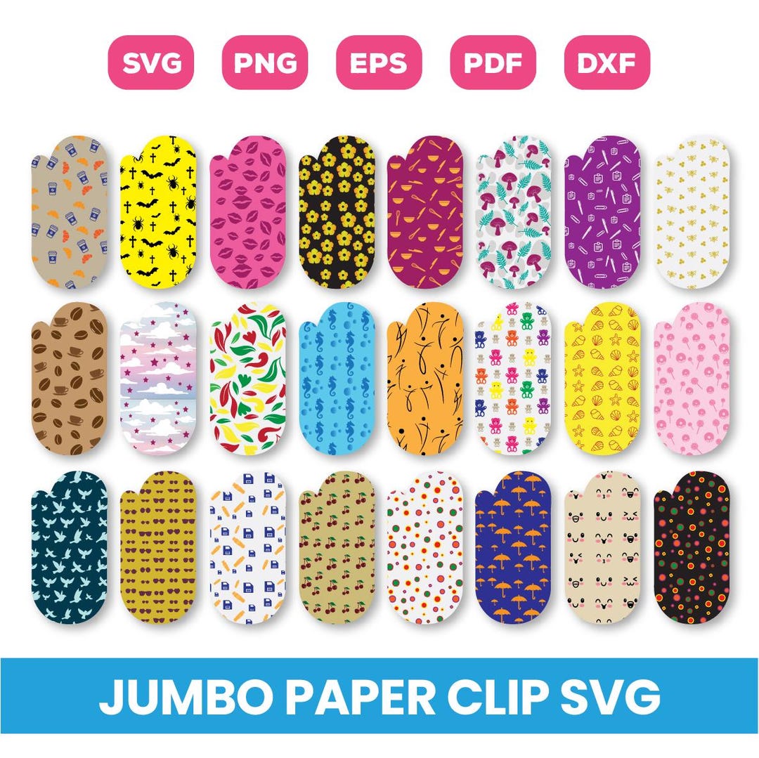 Jumbo Paper Clip Bookmark Svg Bundle, Bookmark Sublimation, Paper Clip ...