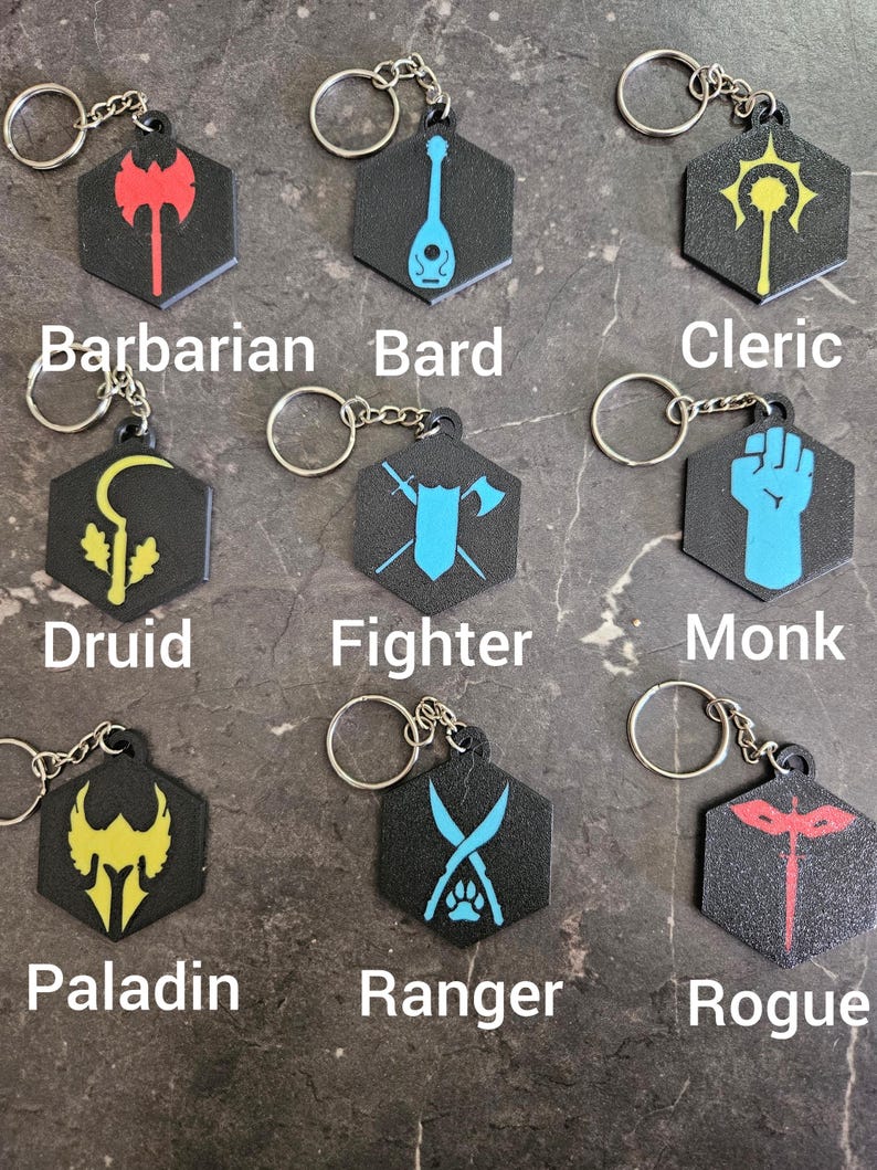 Dnd Class Logo Keychain, 3d Printed Keychain, Dungeon Master, Gift for ...