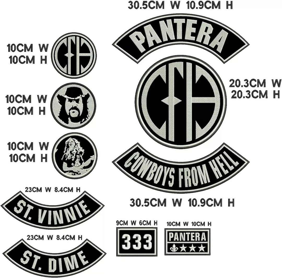 Embroidered Pantera CFH Full Patch Set – 10PCS, Heavy Metal Patches for ...