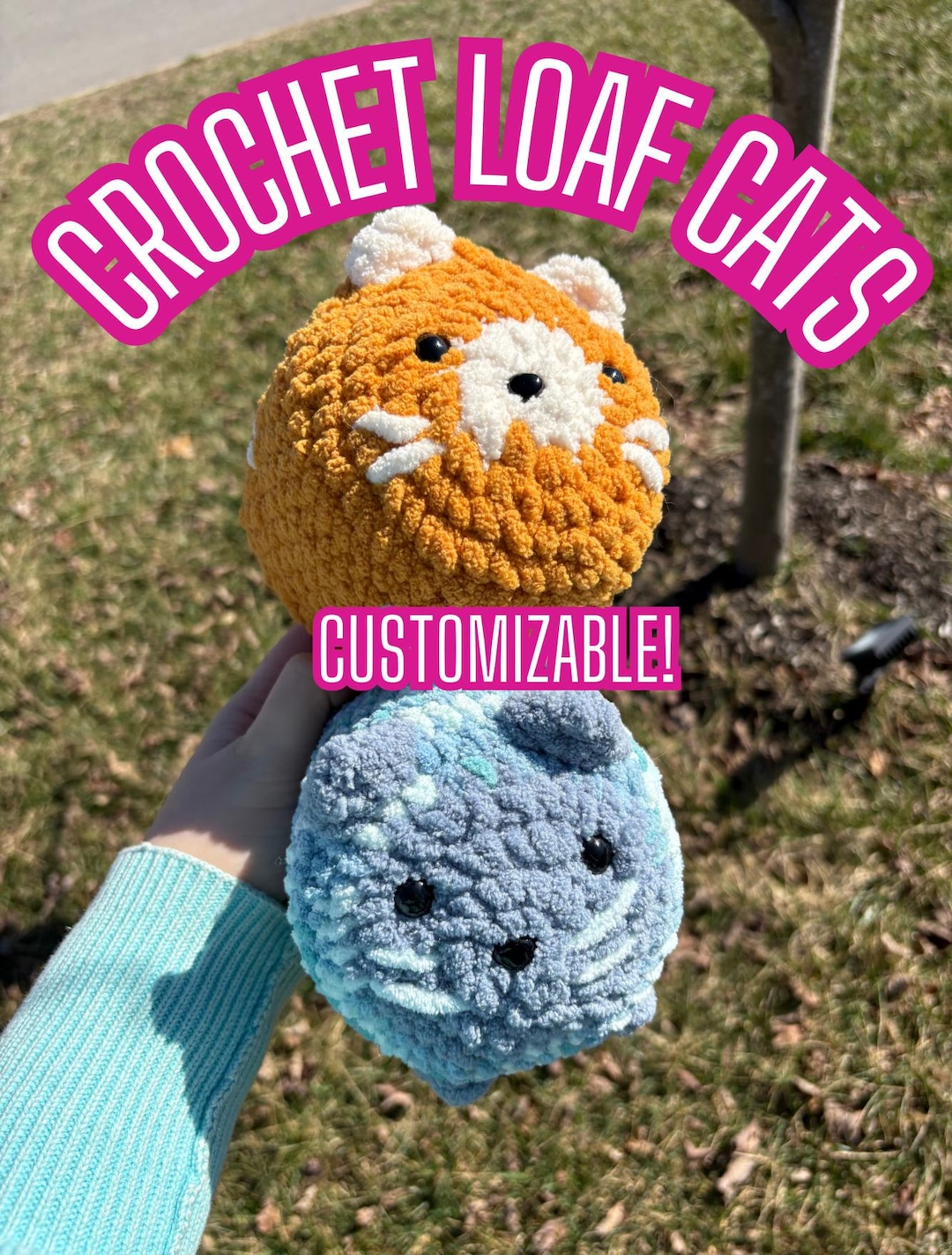Custom Crochet Loaf Cat Plushie, Handmade Chunky Stuffed Kitten, Soft ...