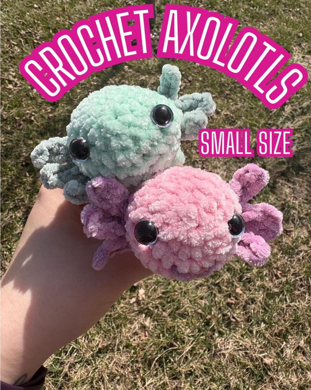 Small Crochet Axolotl, Handmade Plushie Axolotls, Soft Stuffed Animal ...