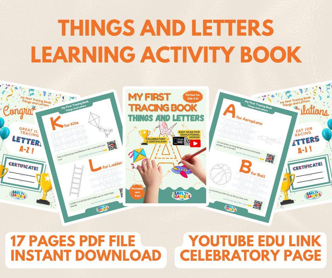 My First Tracing Book: Things and Letters | Letter Tracing Book for ...
