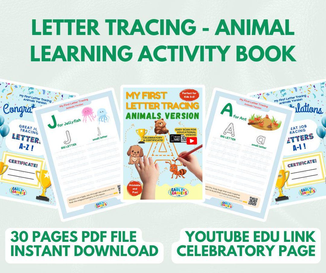 My First Tracing Book: Animals Version | Letter Tracing Book for Kids ...