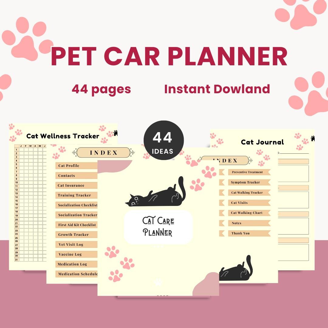 Cat Planner Printable, Digital Planners for Goodnotes, Cat Health Care ...