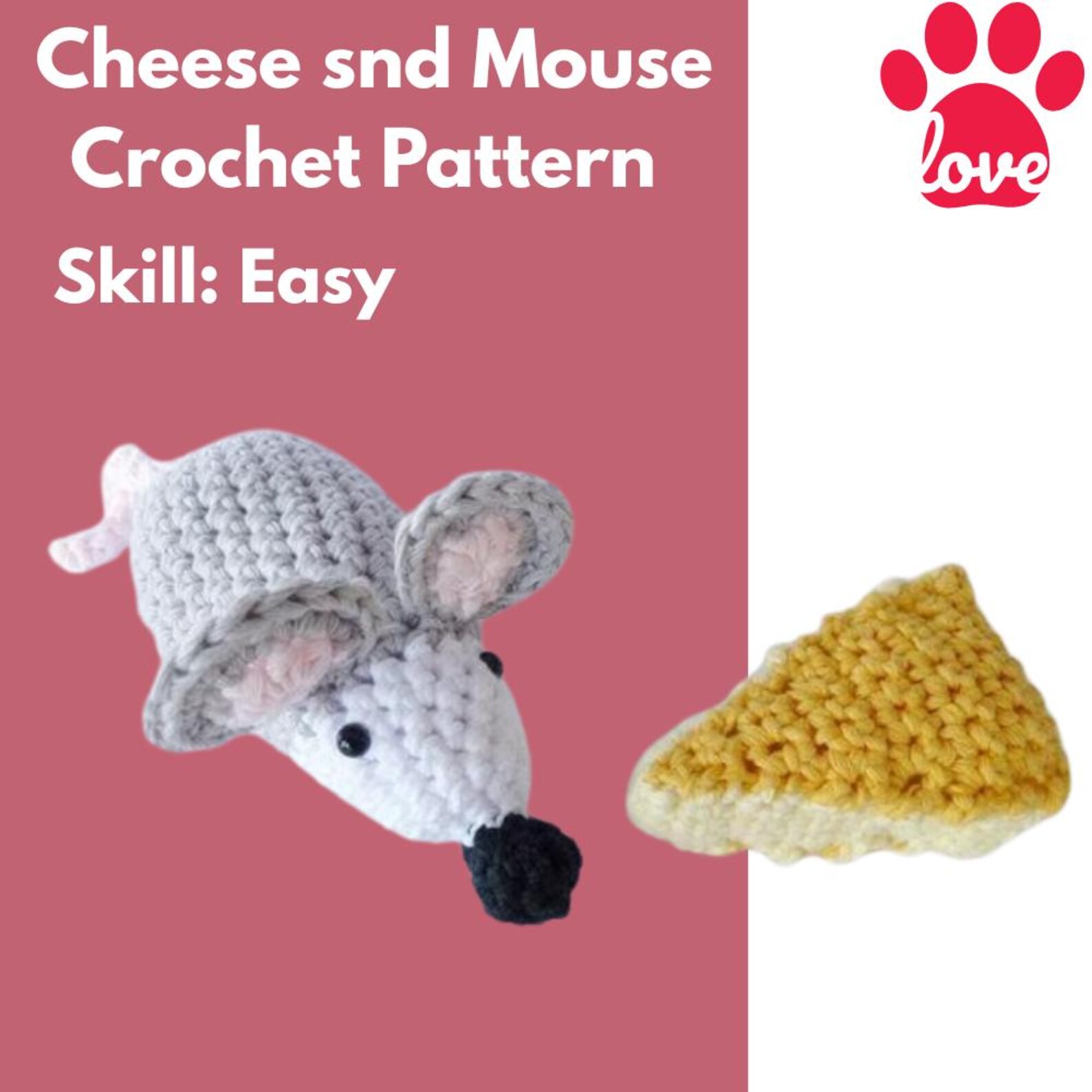 Mouse and Cheese Crochet Pattern: Amigurumi Toy (PDF Pattern) - Etsy