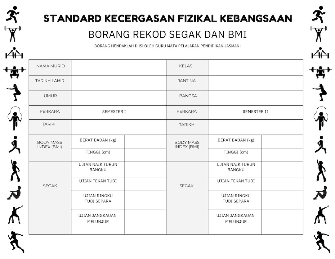 Borang Rekod Ujian SEGAK, SEGAK Record Form - Etsy