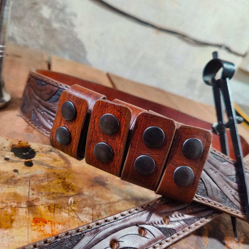 Texas BBQ Rig Floral Hand Carved Leather Gun Belt With Double Carry ...