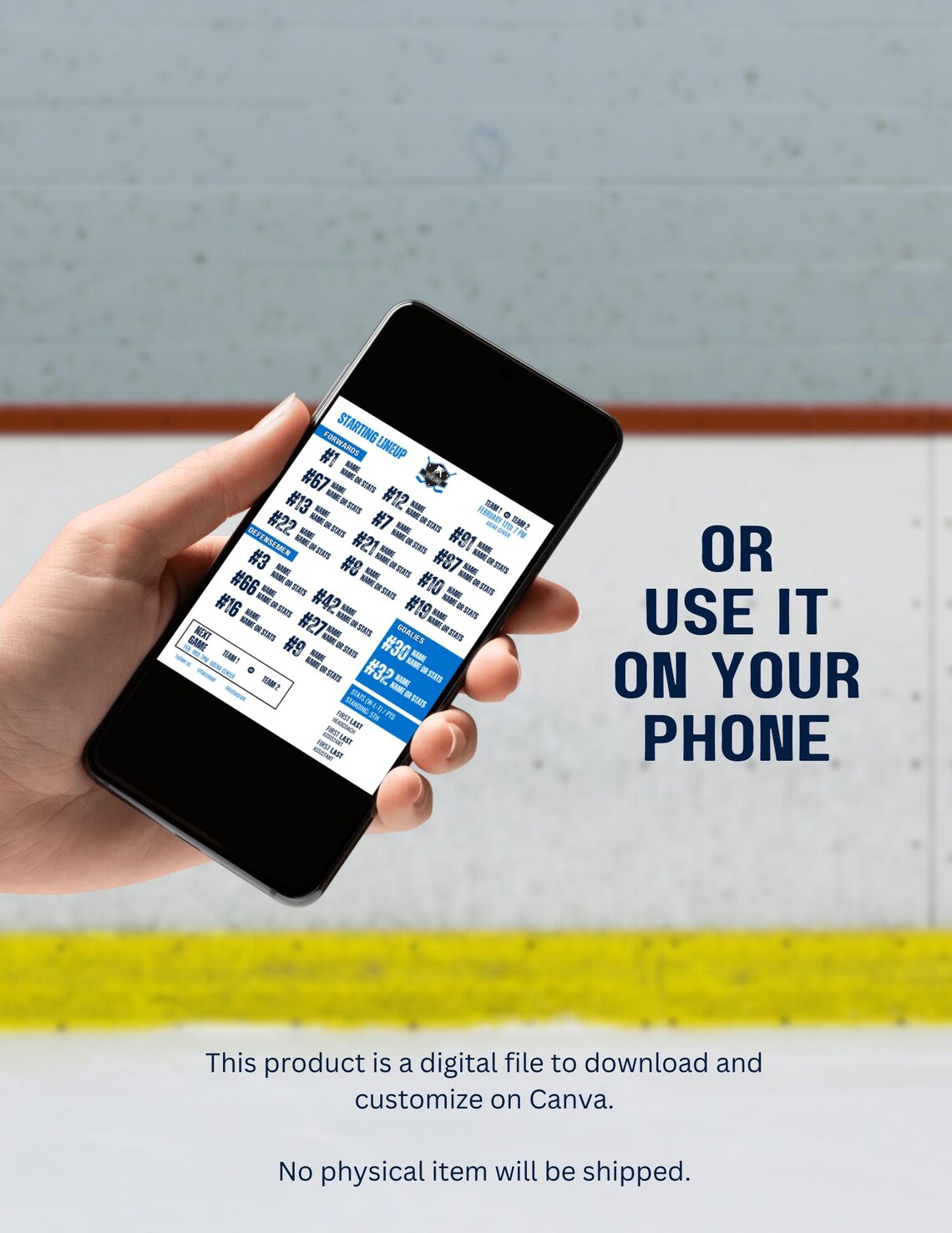 Hockey Lineup Template, Printable Hockey Roster, Digital Hockey Sheet ...