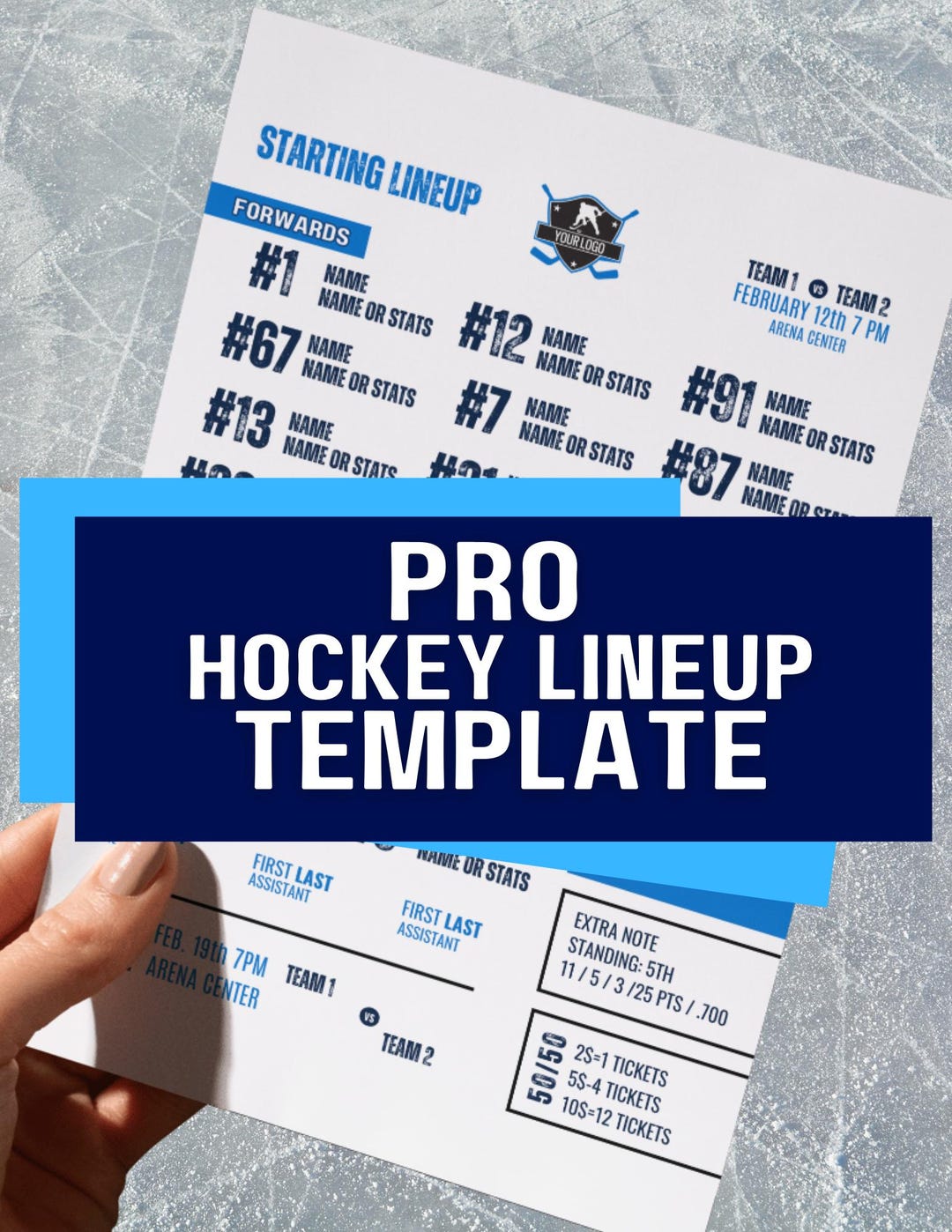 Hockey Lineup Template, Printable Hockey Roster, Digital Hockey Sheet ...