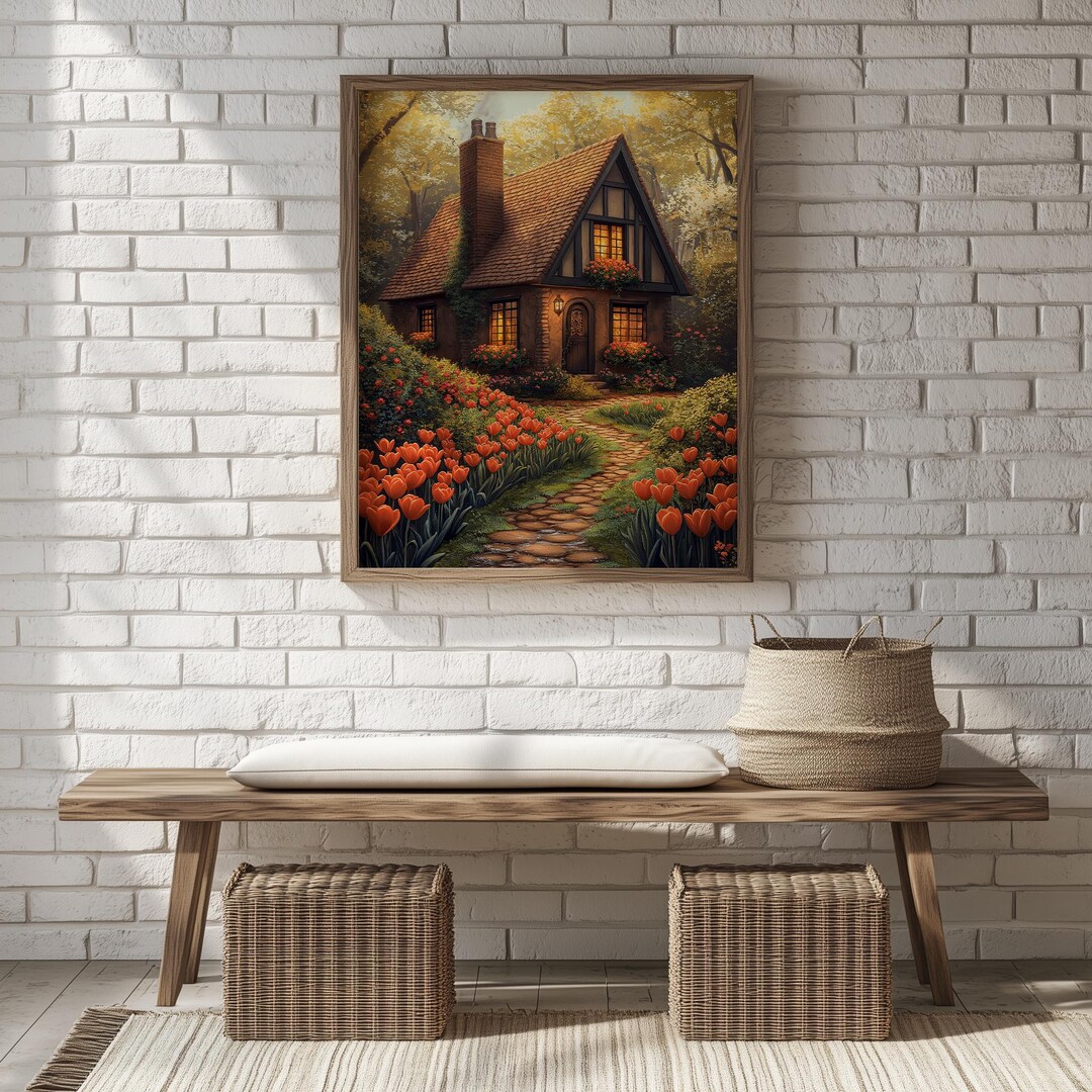 Printable Quaint English Cottage Wall Art - Vintage Art, Vibrant Decor ...
